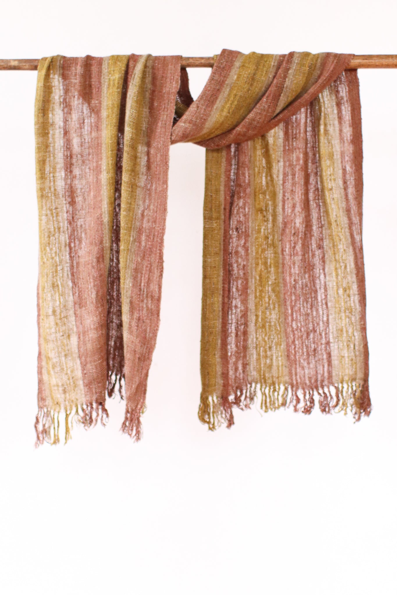 Wild Silk Scarf Turmeric + Nato Bark + Natural, Medium – Handspun Hope